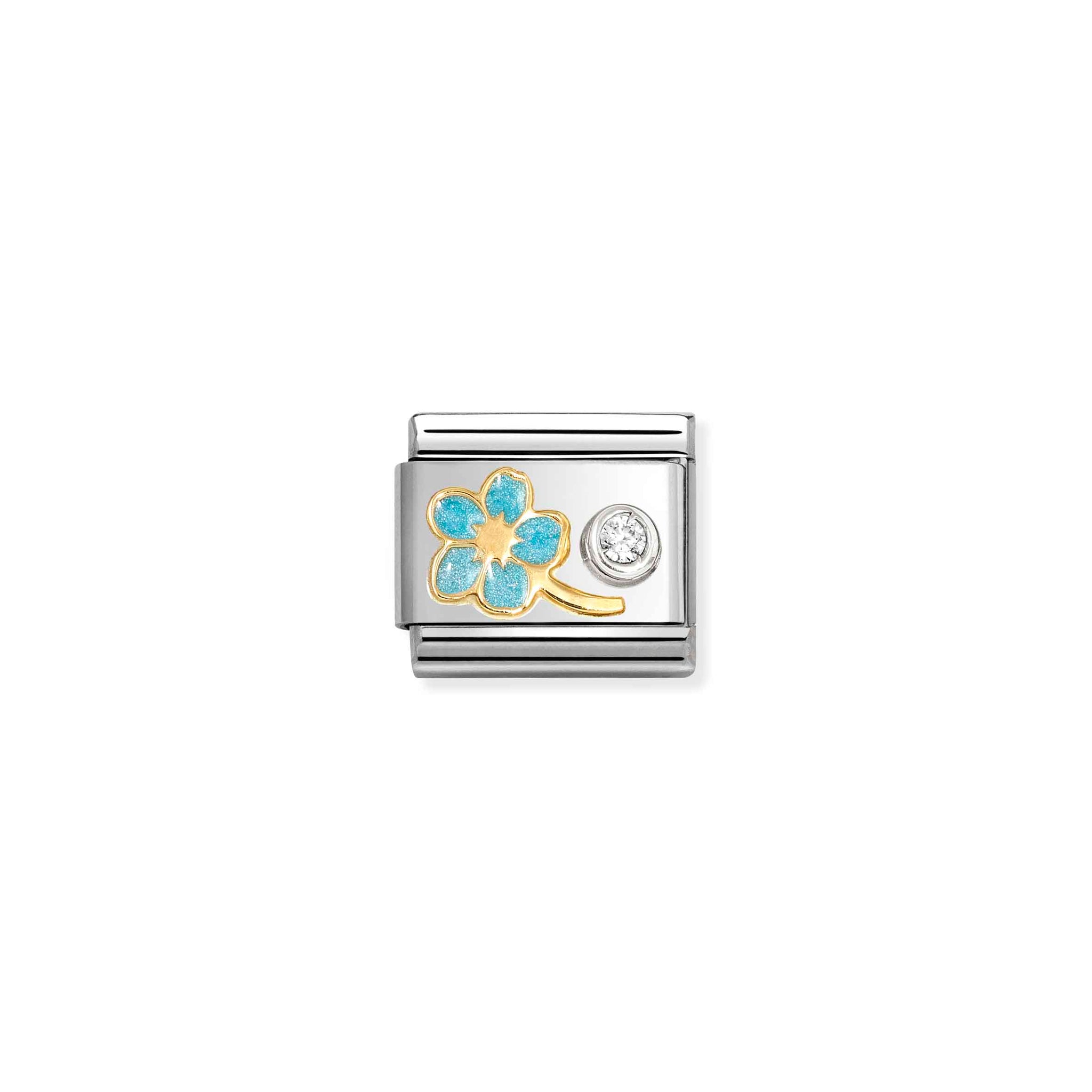 Nomination Composable 18ct Gold, Enamel and CZ Blue Forget-Me-Not ...
